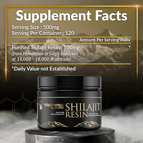 Pure Himalayan Organic Shilajit Resin 500mg Per Serving - 80% Fulvic A ...